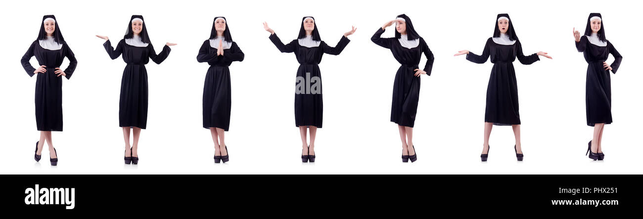 Nun isolated on the white background Stock Photo - Alamy
