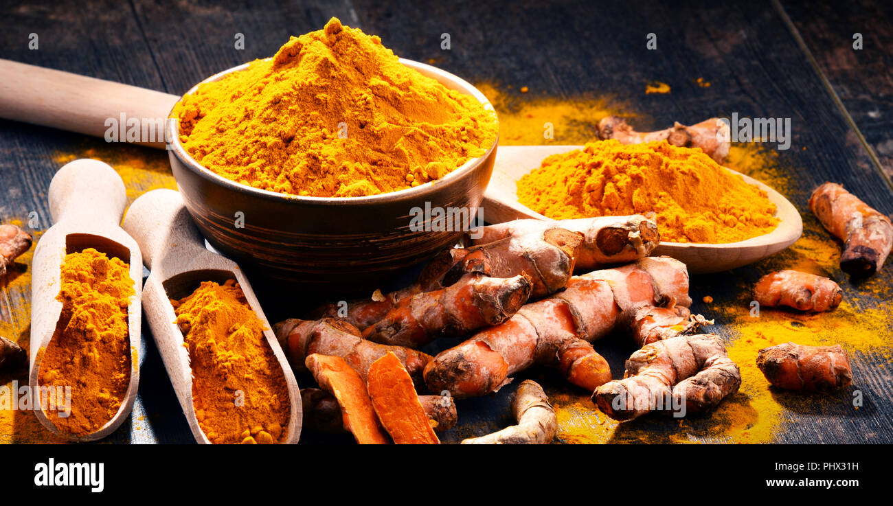 Turmeric root composition hi-res stock photography and images - Alamy