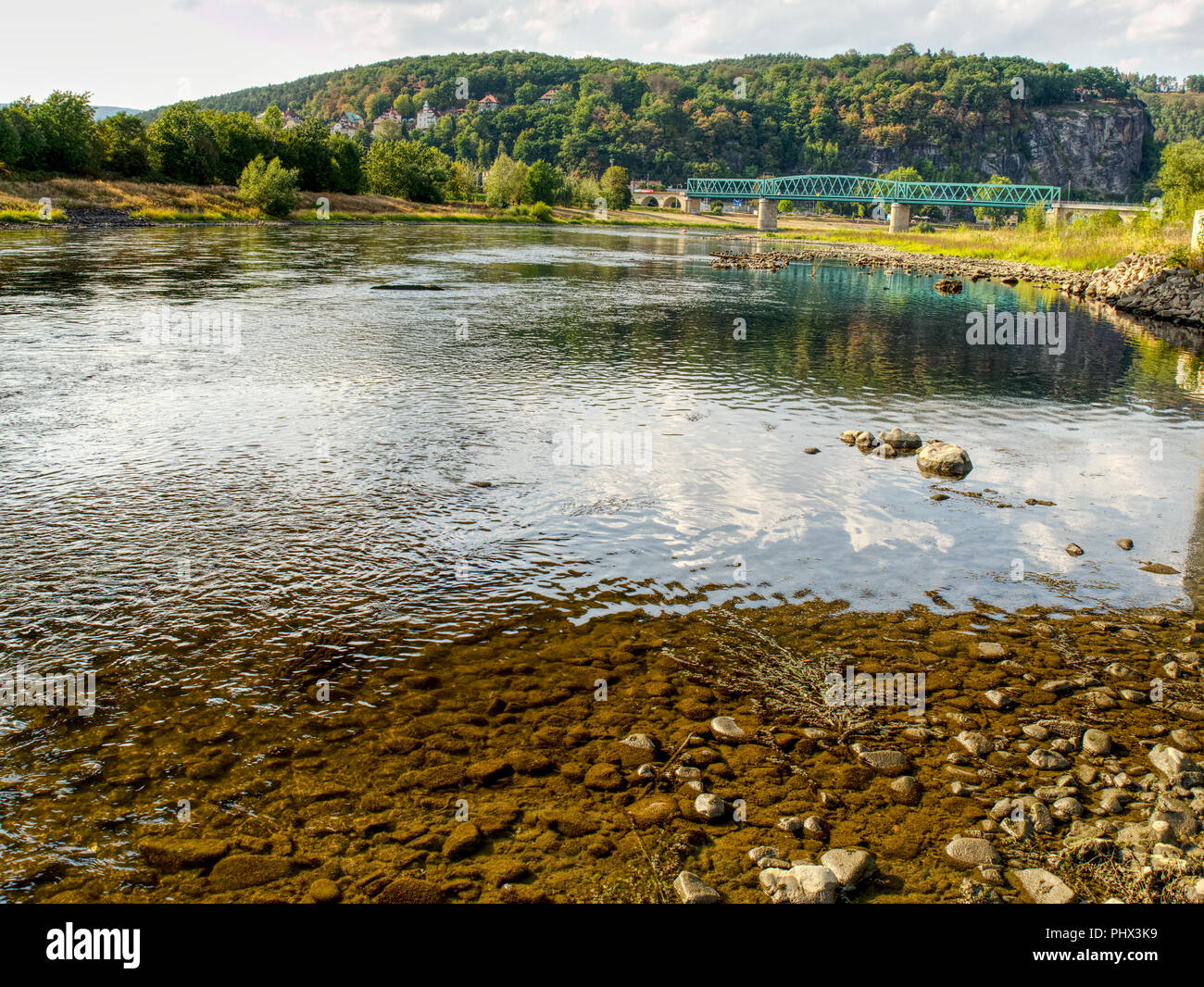 The biggest Czech river Elbe out of water. Level 0.8m is three or four ...