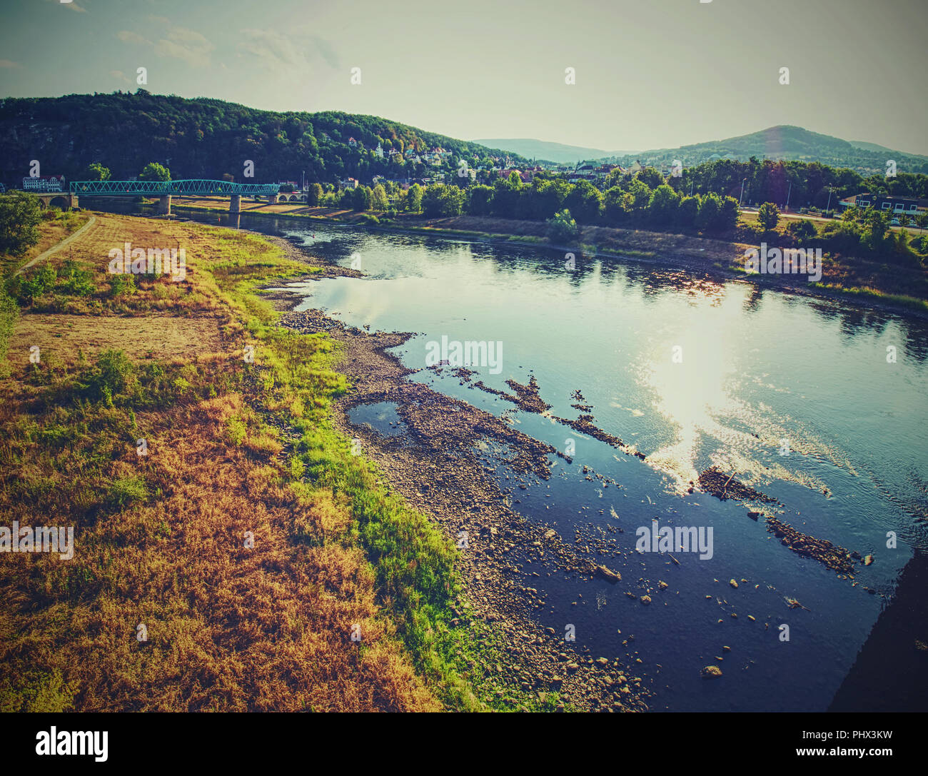 The big European river Elbe out of water due to extreme hot summer 2018 ...