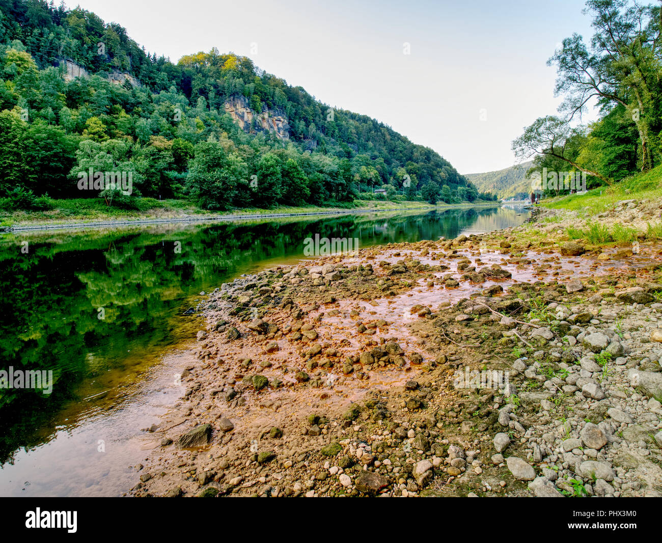 Low water level, empty river inflow. Muddy horrible smell water ...