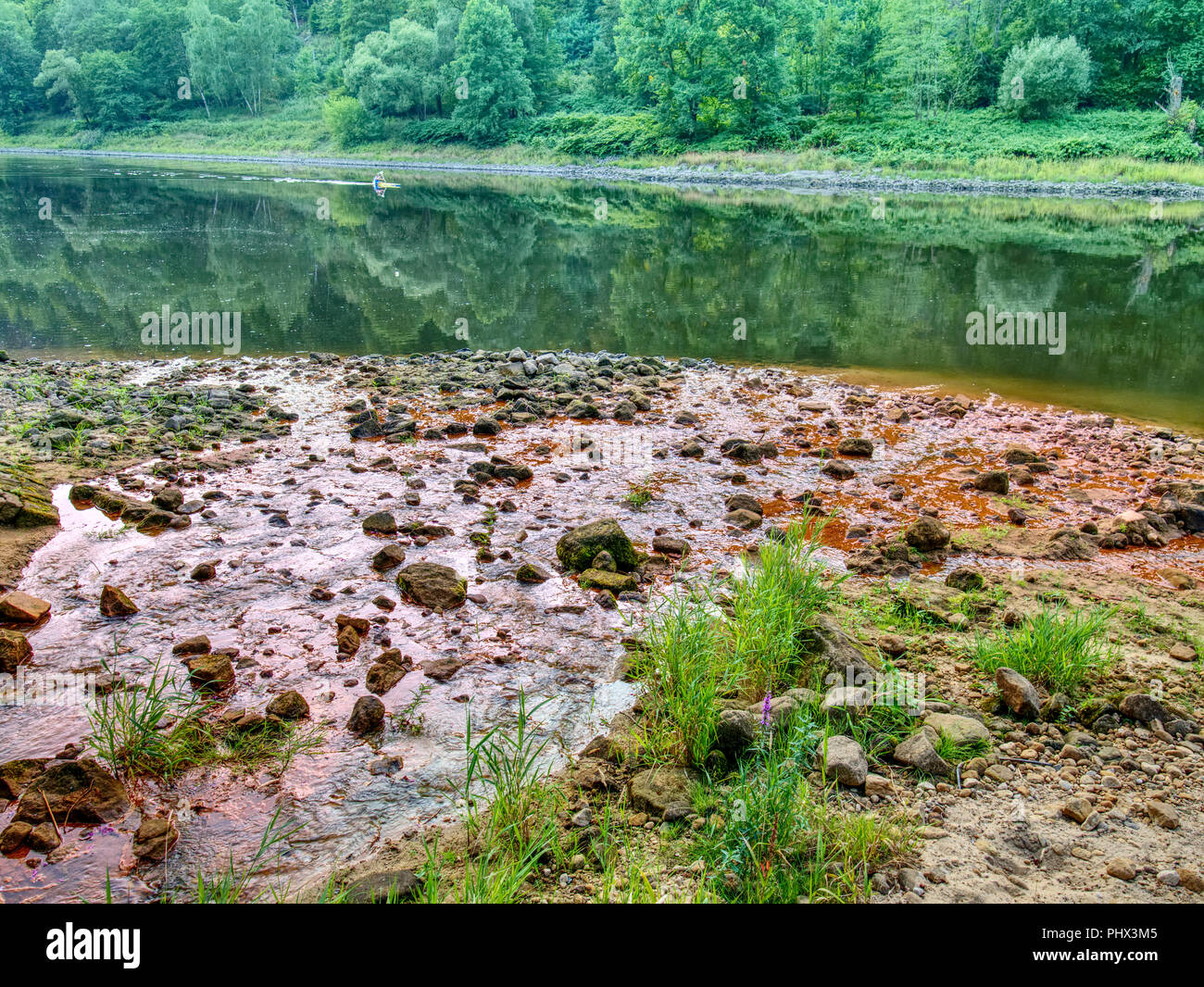 Low water level, empty river inflow. Muddy horrible smell water ...