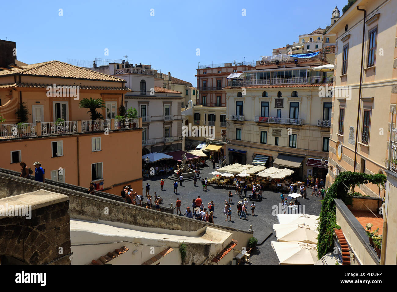 Amalfi town square seen from the steps of the cathedral Stock Photo - Alamy