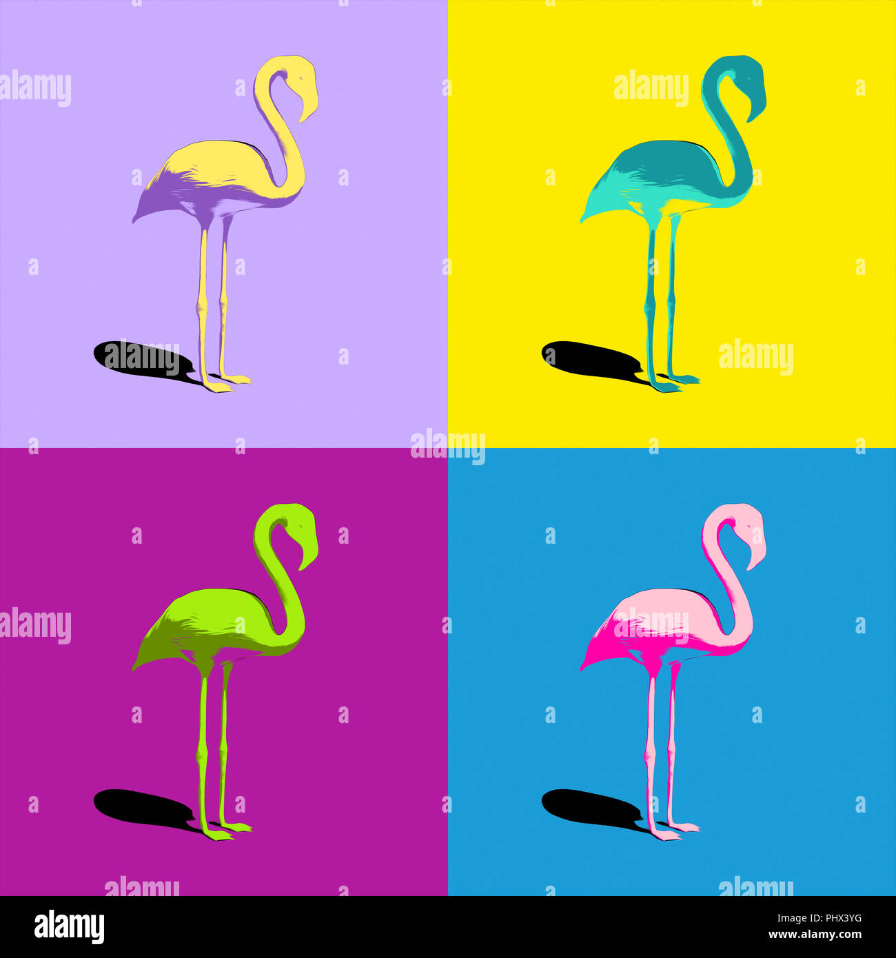 four different colored flamingos Stock Photo - Alamy