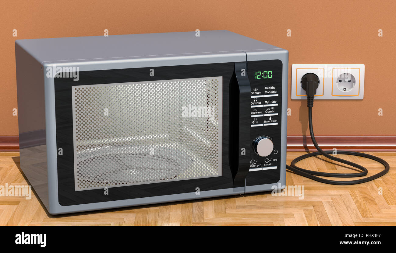 Modern Microwave in interior, 3D rendering Stock Photo - Alamy
