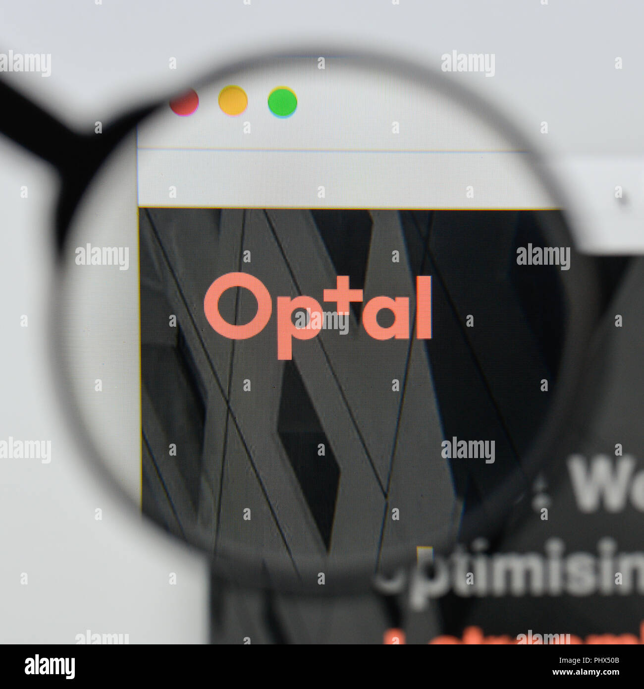 Milan, Italy - August 20, 2018: Optal website homepage. Optal logo ...