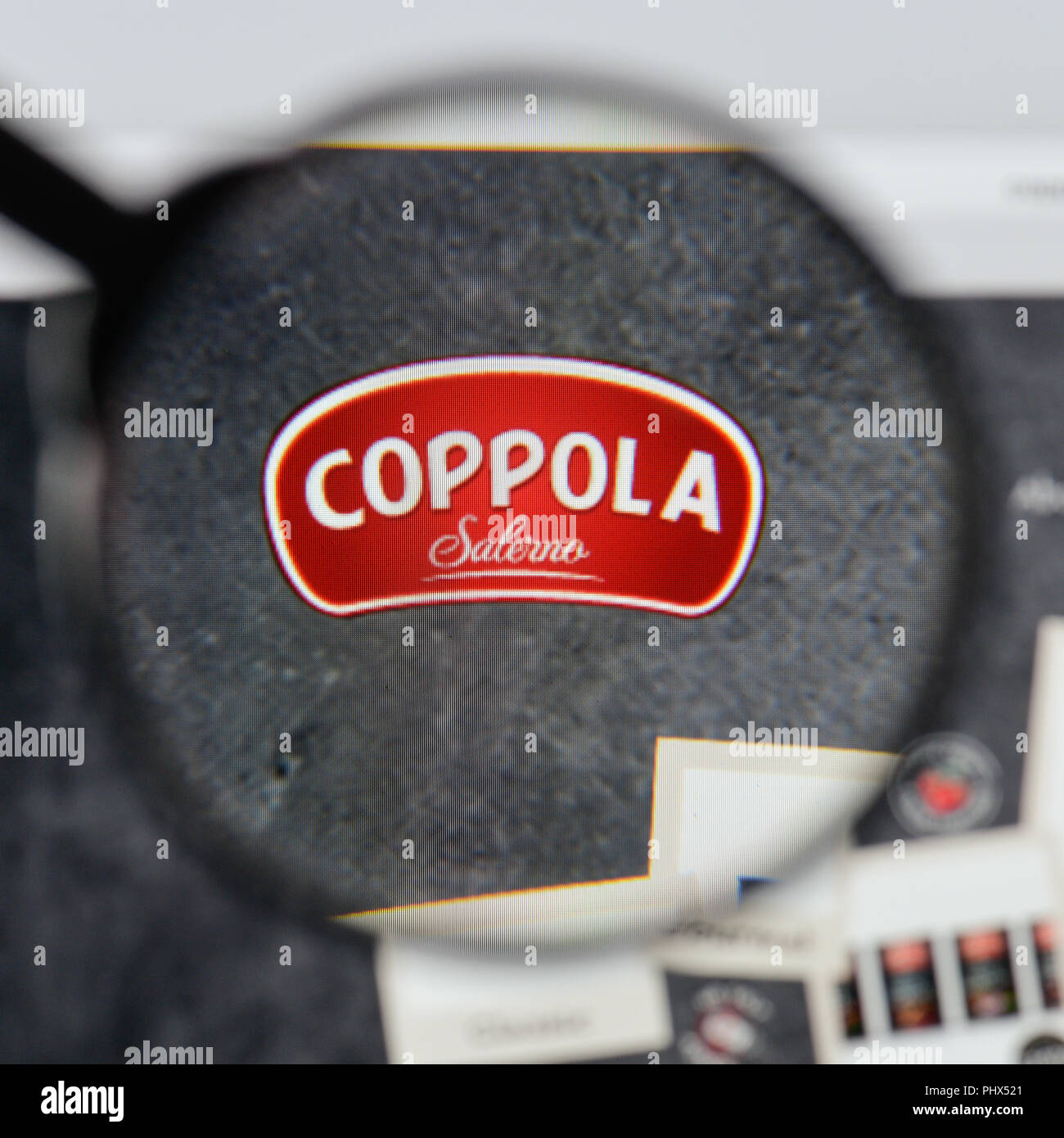 Milan, Italy - August 20, 2018: Coppola Foods website homepage. Coppola ...