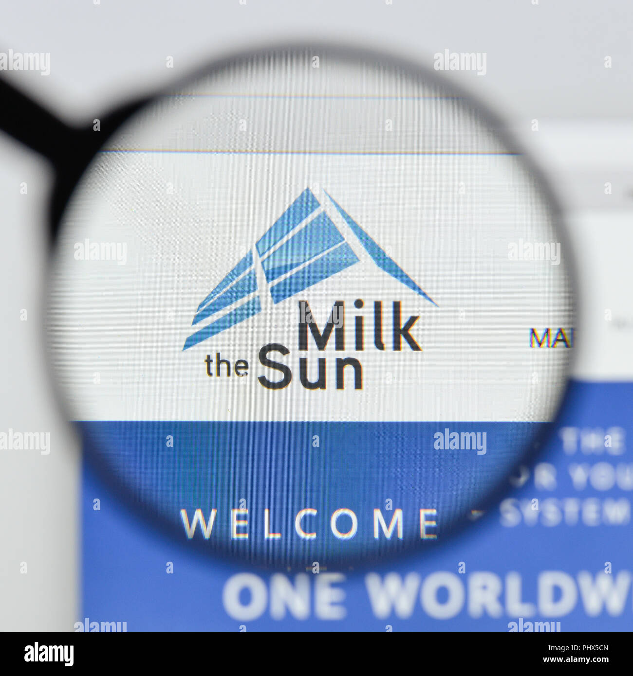 Milan, Italy - August 20, 2018: Milk the Sun website homepage. Milk the ...