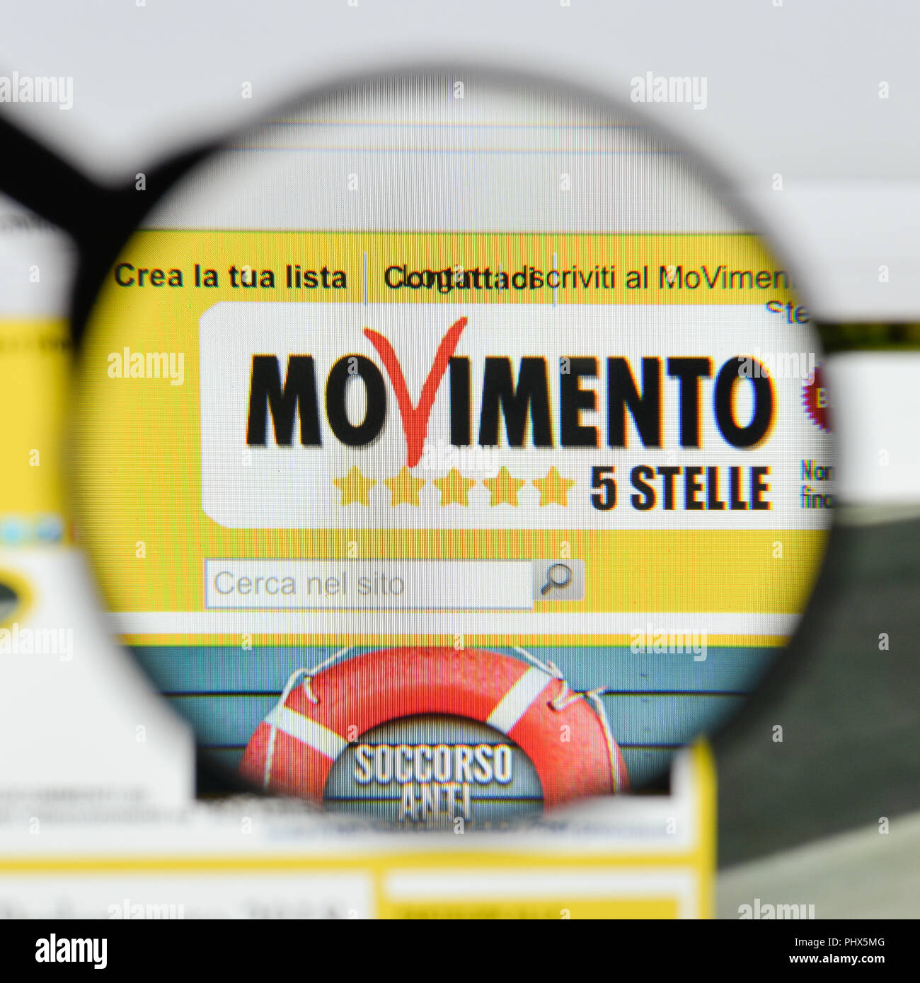 Milan, Italy - August 20, 2018: Movimento cinque 5 Stelle website ...