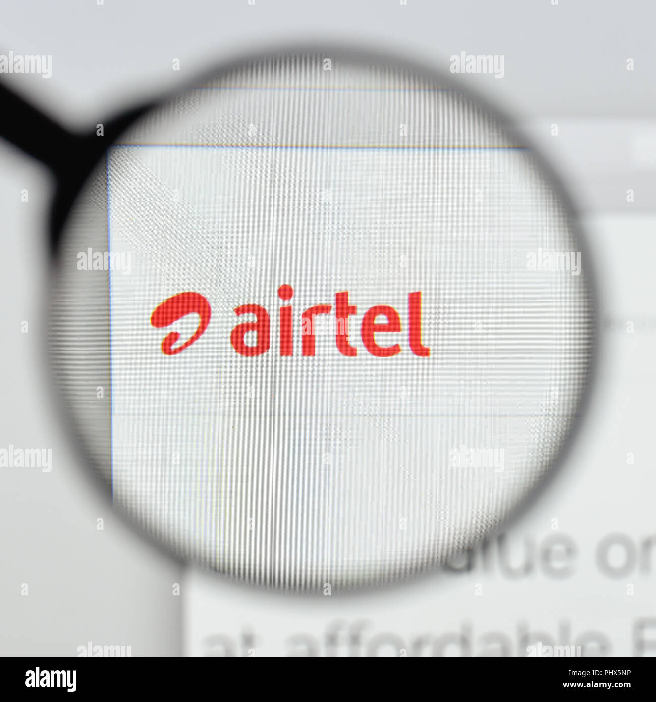 Milan, Italy - August 20, 2018: airtel India website homepage. airtel ...