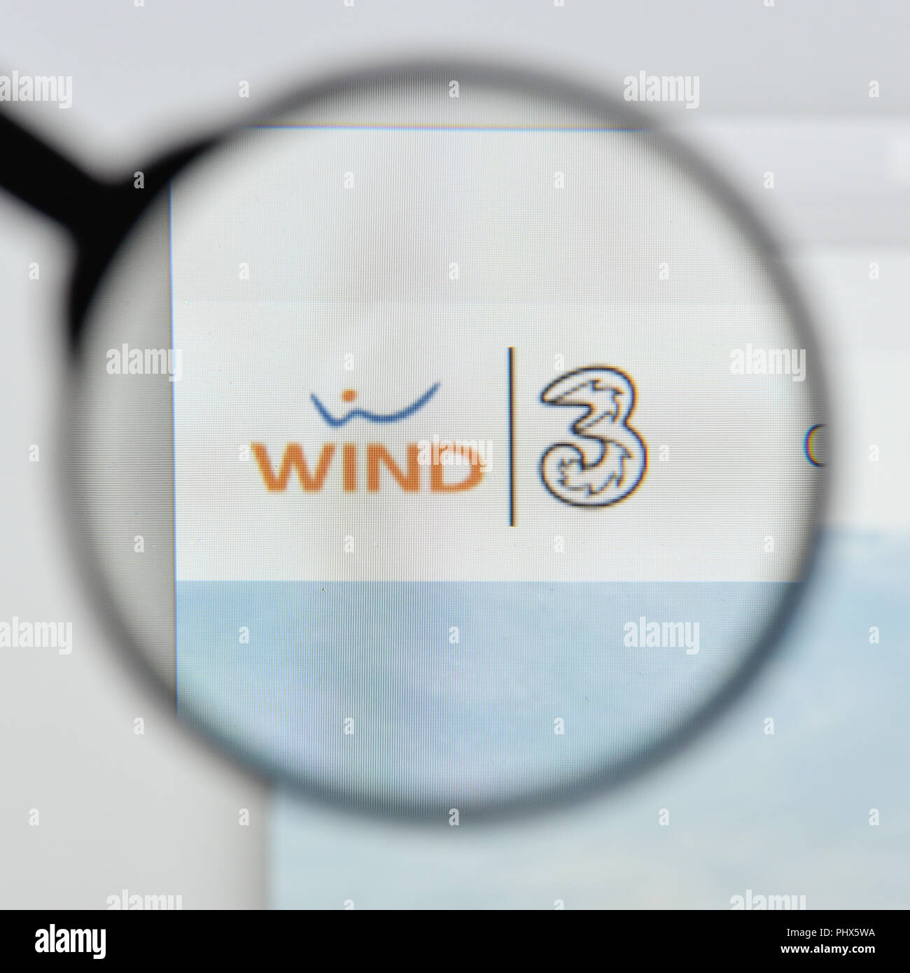Milan, Italy - August 20, 2018: Wind Tre website homepage. Wind Tre ...