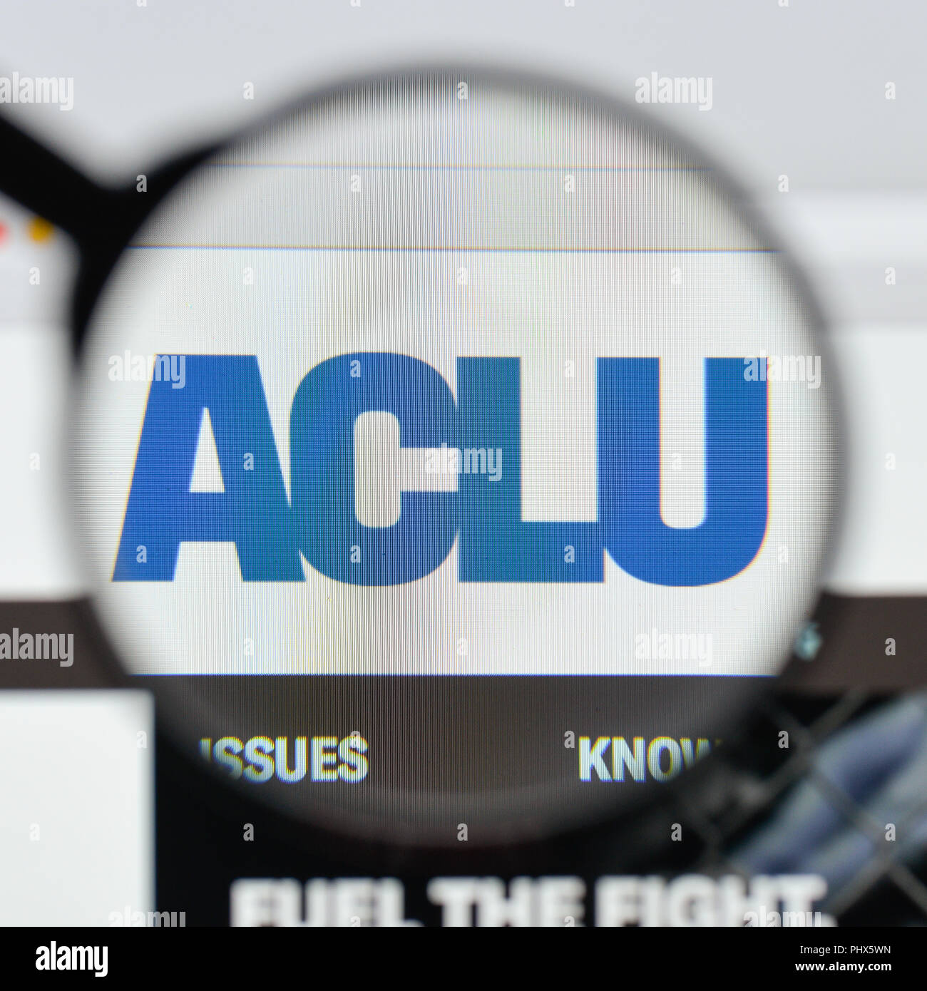 Milan, Italy - August 20, 2018: ACLU website homepage. ACLU logo ...