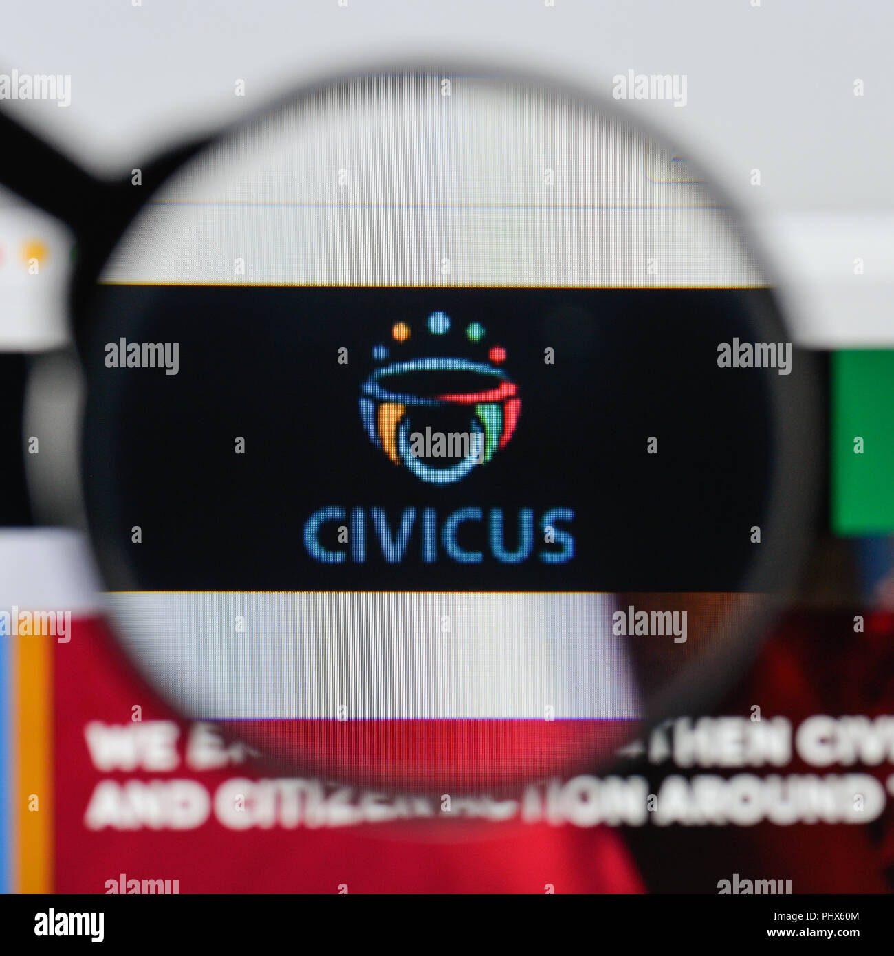 Milan, Italy - August 20, 2018: Civicus website homepage. Civicus logo ...