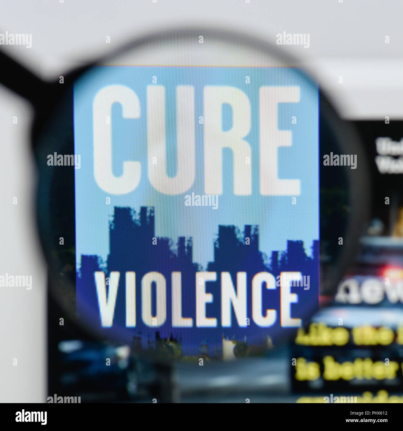 Milan, Italy - August 20, 2018: Cure Violence website homepage. Cure ...