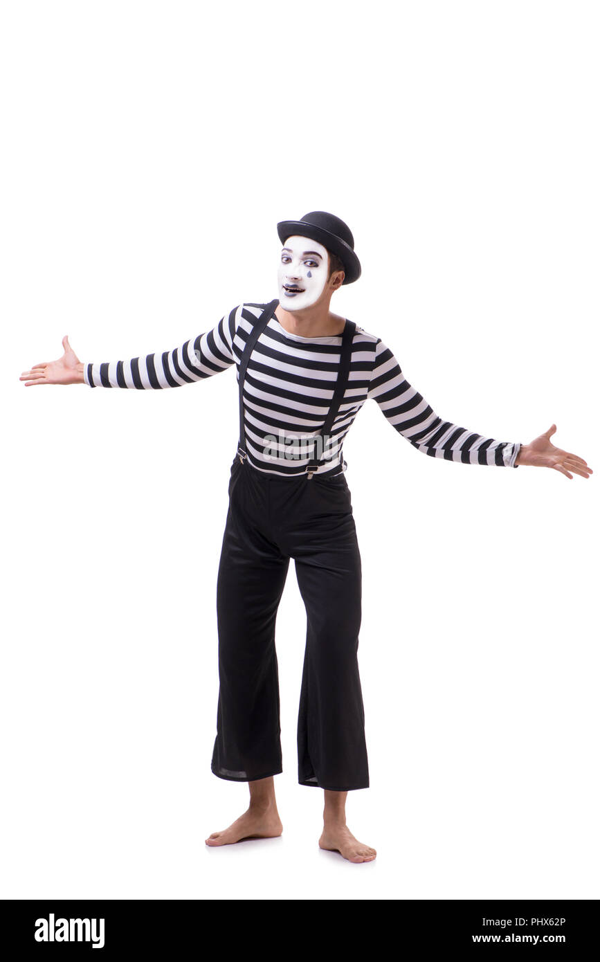 Young mime isolated on white background Stock Photo - Alamy