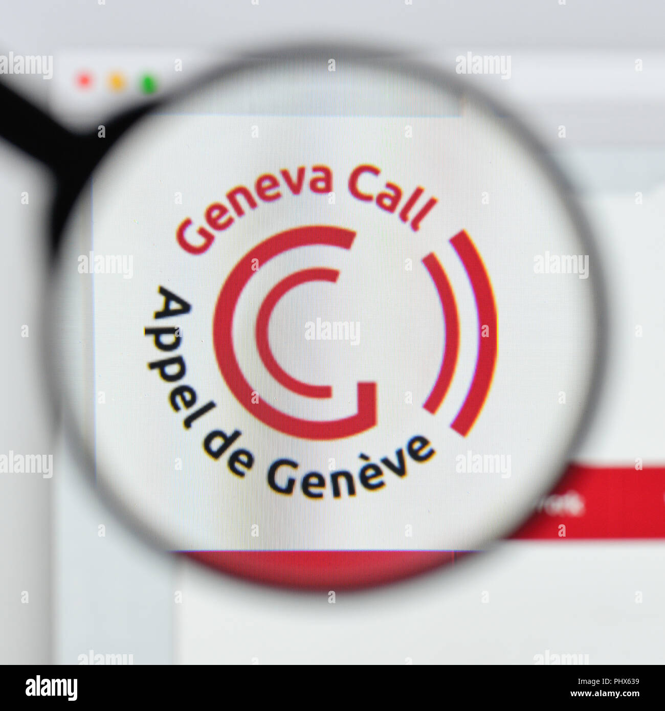 Milan, Italy - August 20, 2018: Geneva Call website homepage. Geneva ...