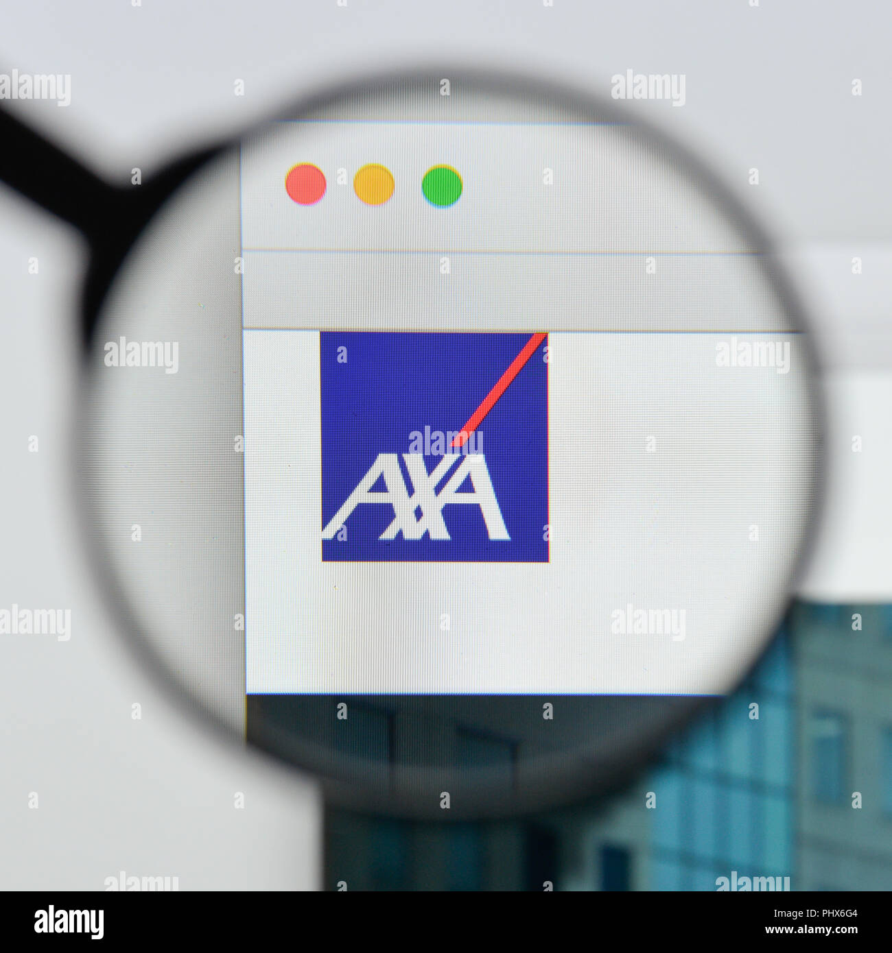 Milan, Italy - August 20, 2018: Axa website homepage. Axa logo visible ...