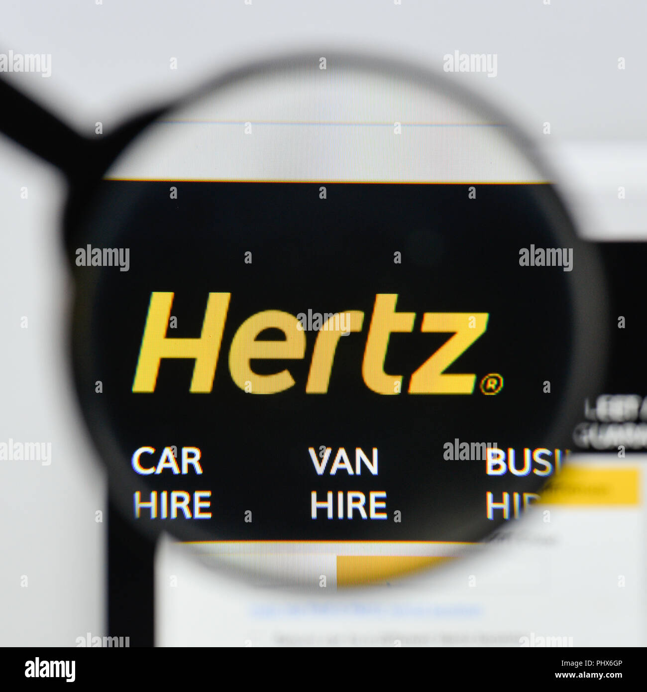 Milan, Italy - August 20, 2018: Hertz website homepage. Hertz logo ...