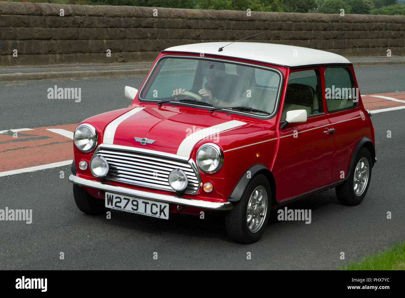 Multi-coloured red white 2000 Rover Mini Cooper at Hoghton towers ...