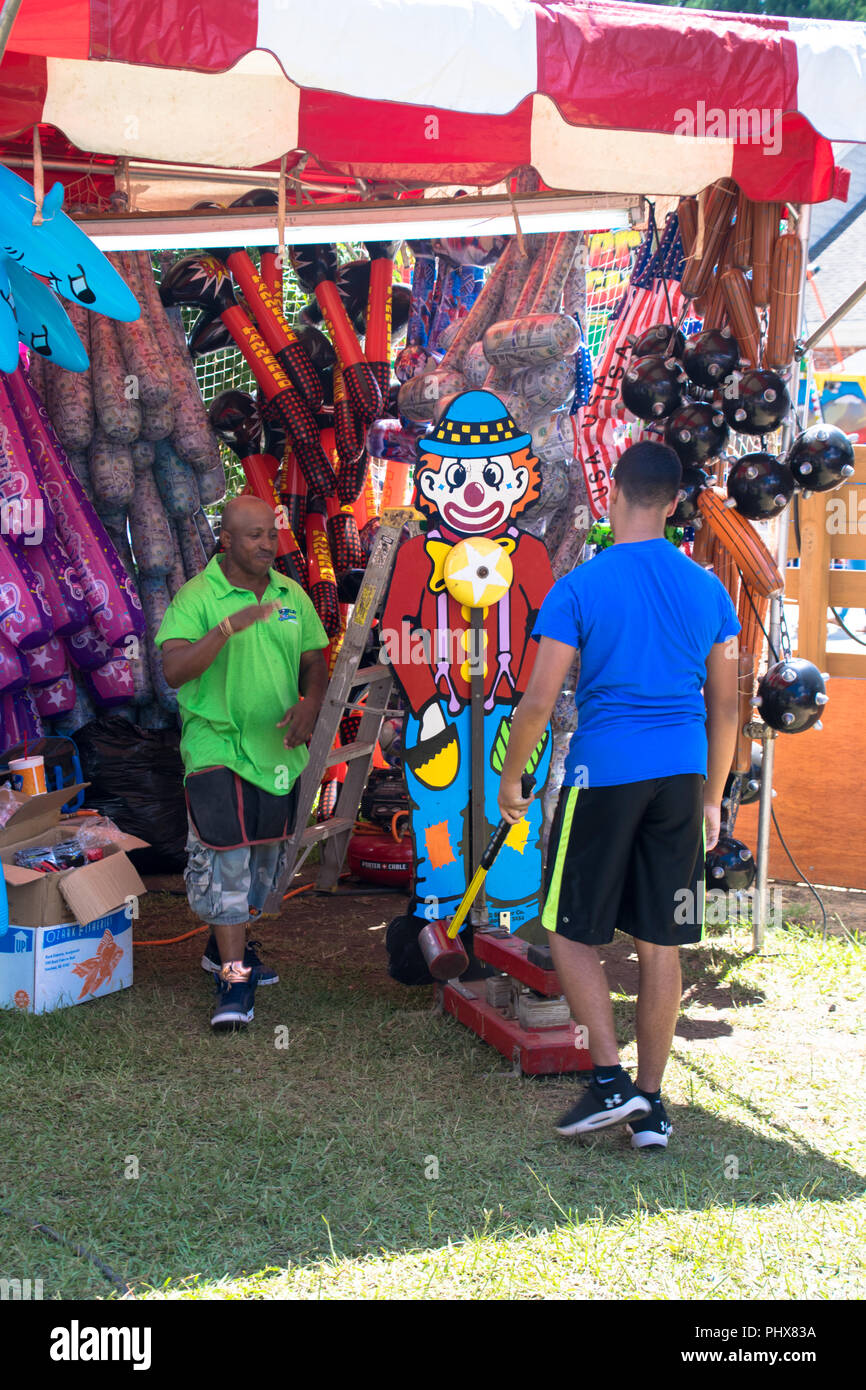 People trying their luck at a carnival game at the Matthews Alive ...
