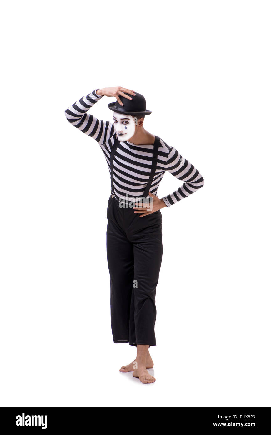 Young mime isolated on white background Stock Photo - Alamy
