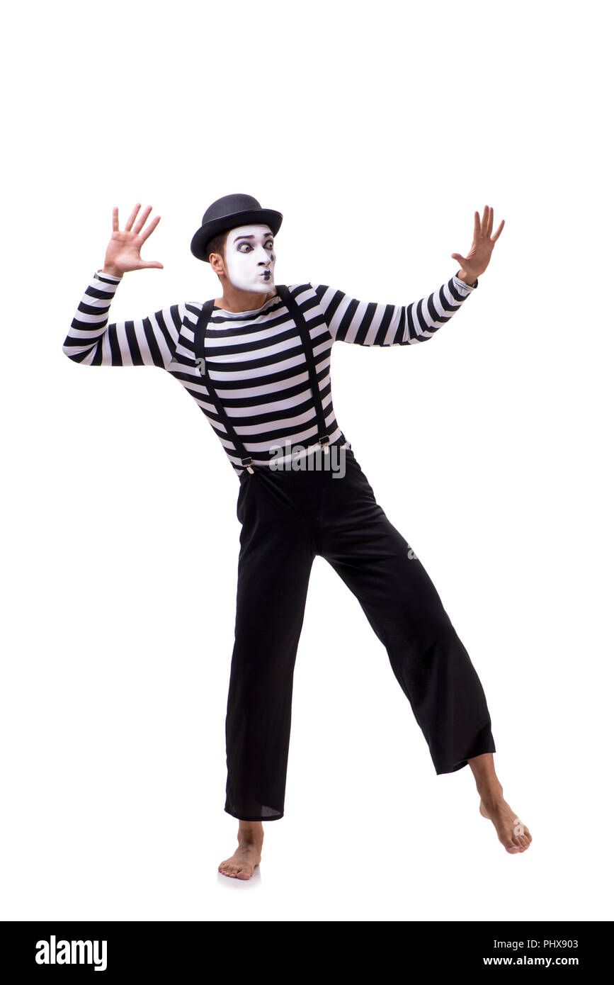 Young mime isolated on white background Stock Photo - Alamy