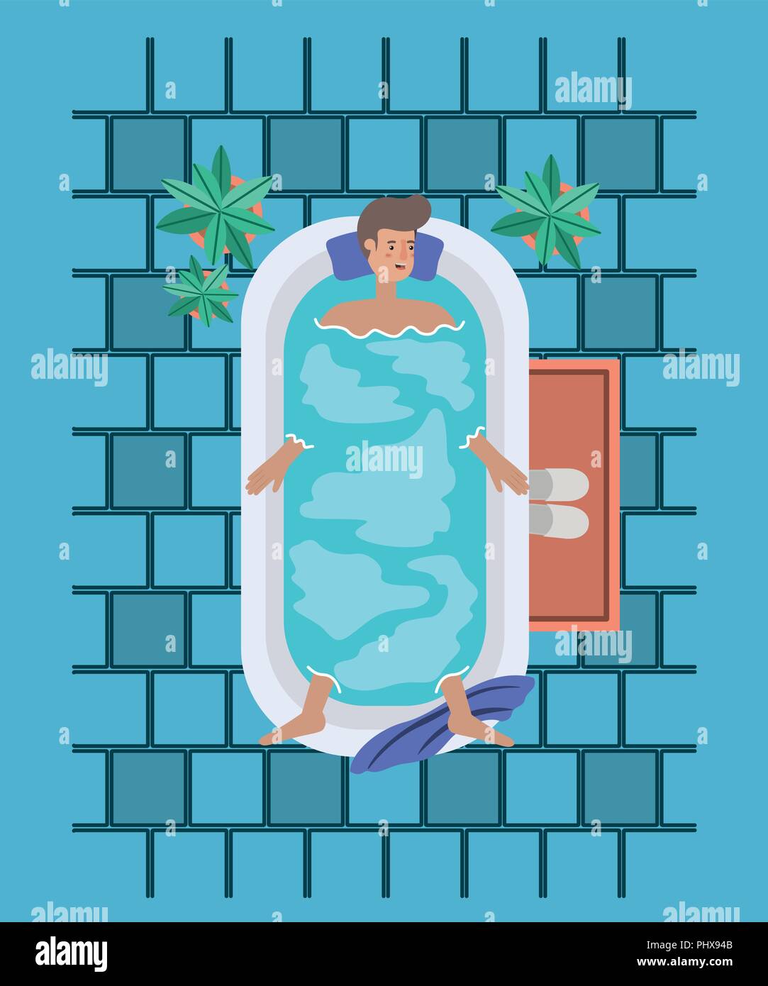 Man Taking A Bath Tub Stock Vector Image And Art Alamy
