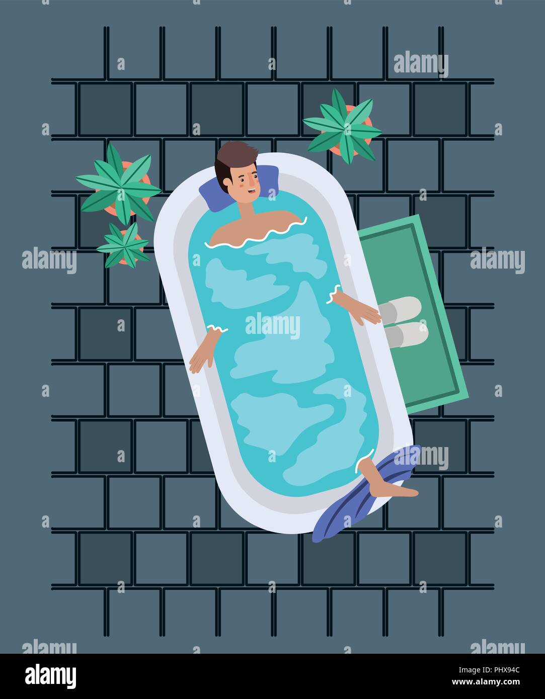 man taking a bath tub Stock Vector Image & Art - Alamy