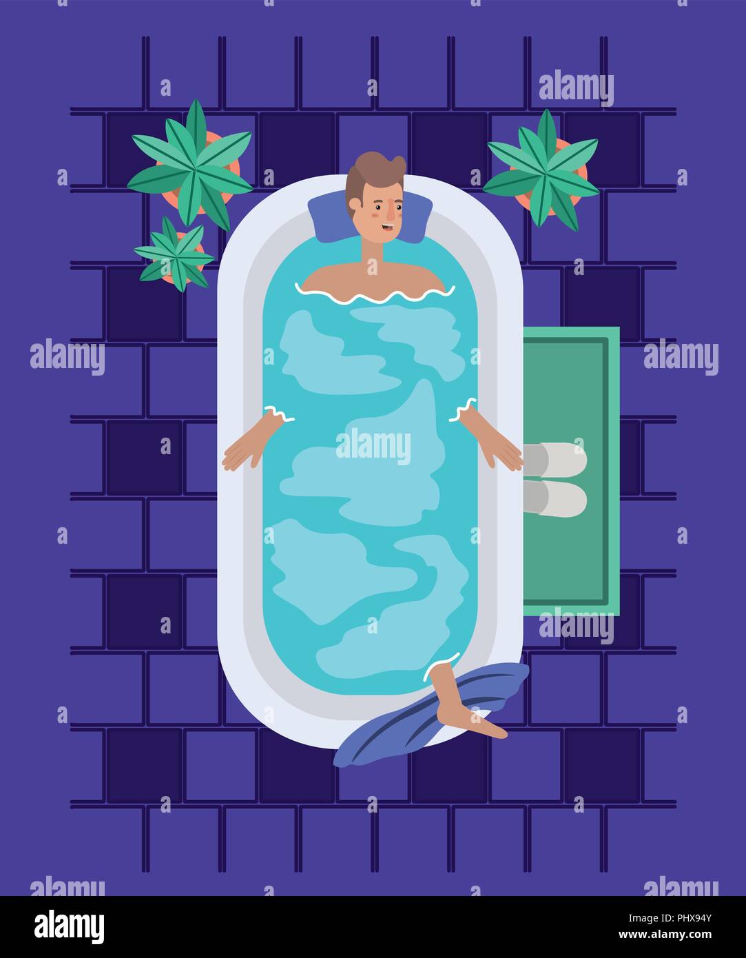 man taking a bath tub Stock Vector Image & Art - Alamy