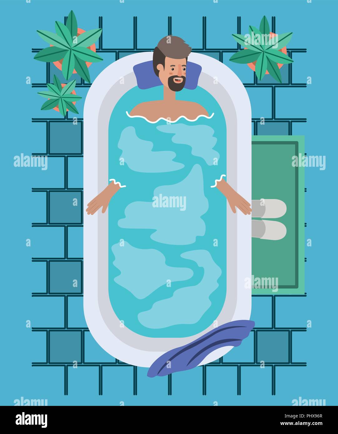 man with beard taking a bath tub Stock Vector Image & Art - Alamy