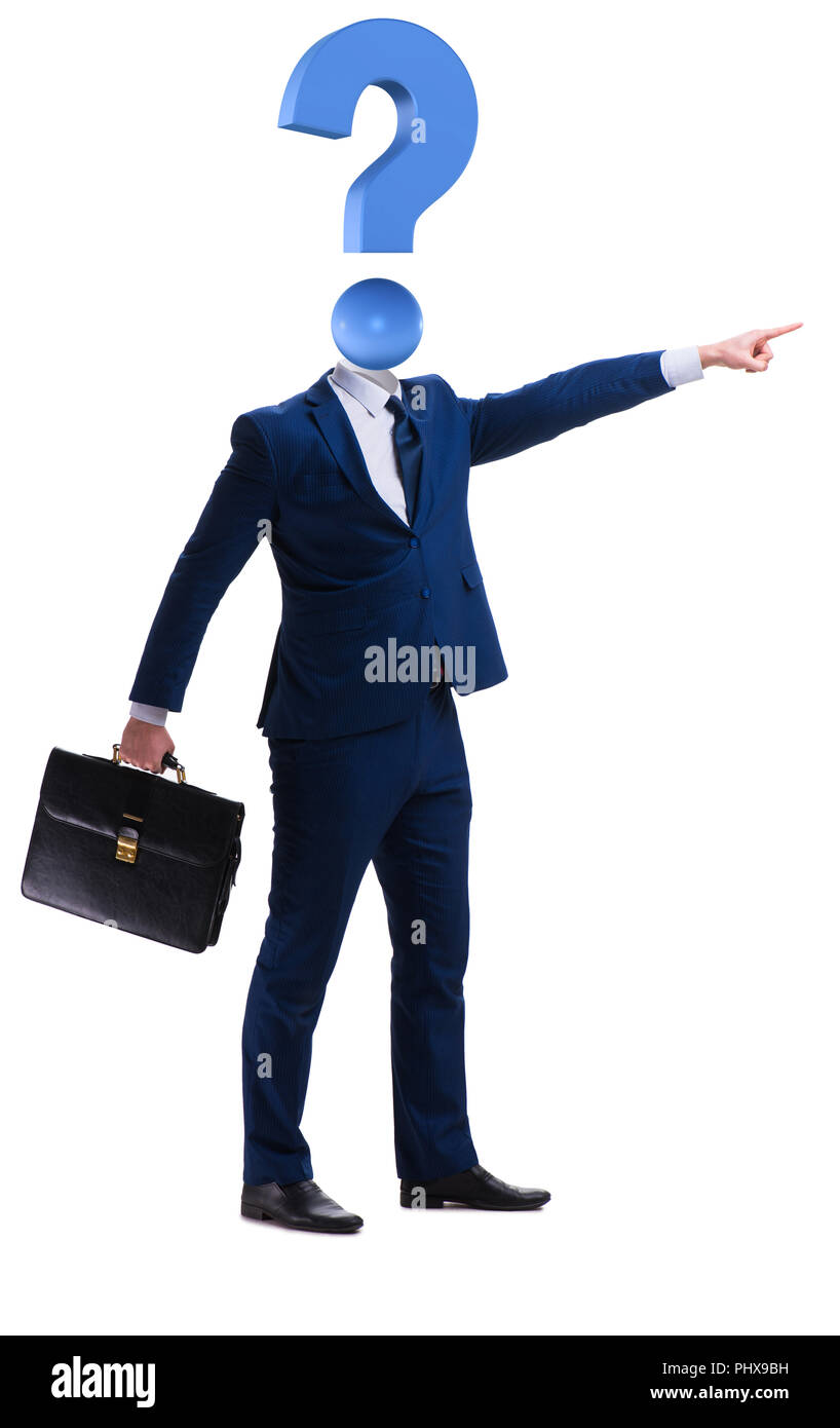 Businessman with question mark instead of head Stock Photo - Alamy