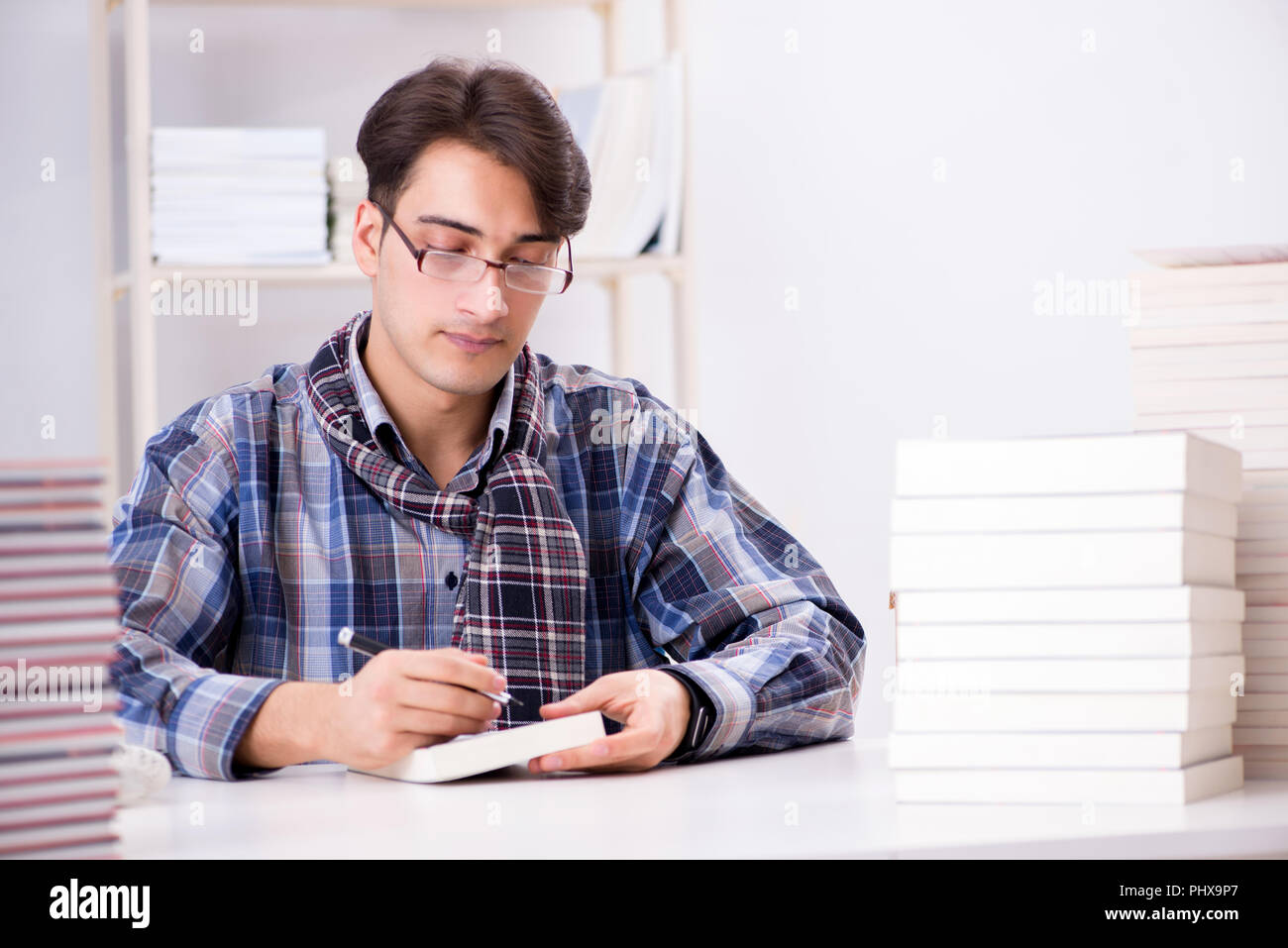 Writer presenting his books to public Stock Photo - Alamy