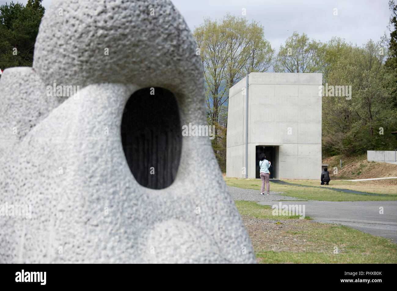 Visitors look at the concrete structure of the Clave Gallery inside the ...