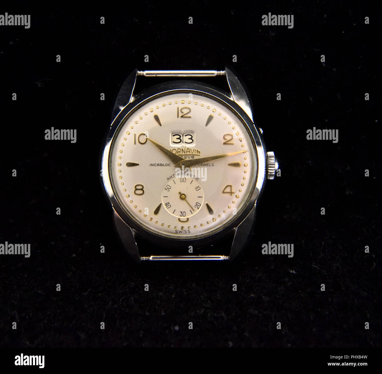 Vintage Cornavin dress watch - Model 1243 with date and small second ...