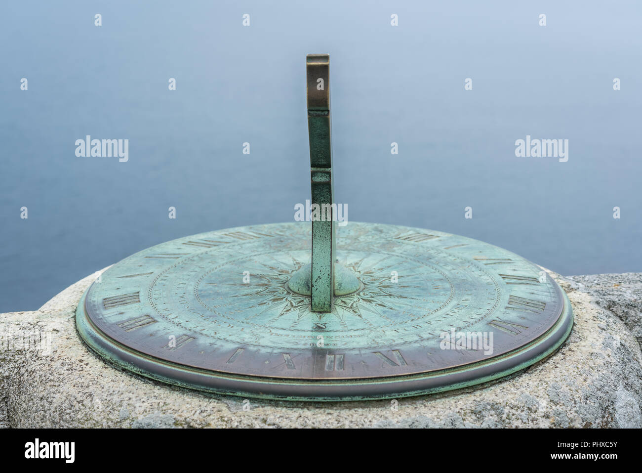 Marazion, England - May 2018 : Old brass Sundial on the courtyard of ...