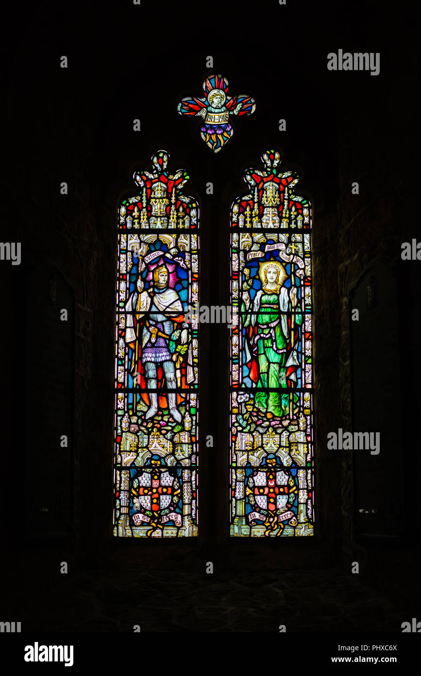 Marazion, England - May 2018 : Victorian stained glass church window in ...