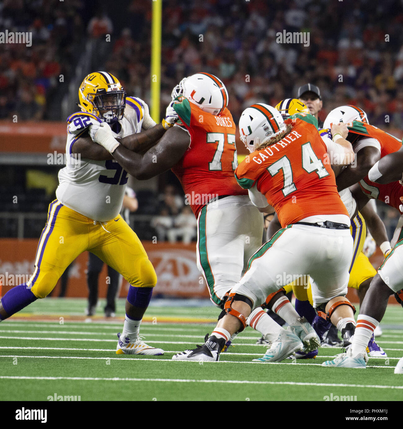 Arlington, TEXAS, USA. 2nd Sep, 2018. LSU Defensive end #92 ''NEIL ...