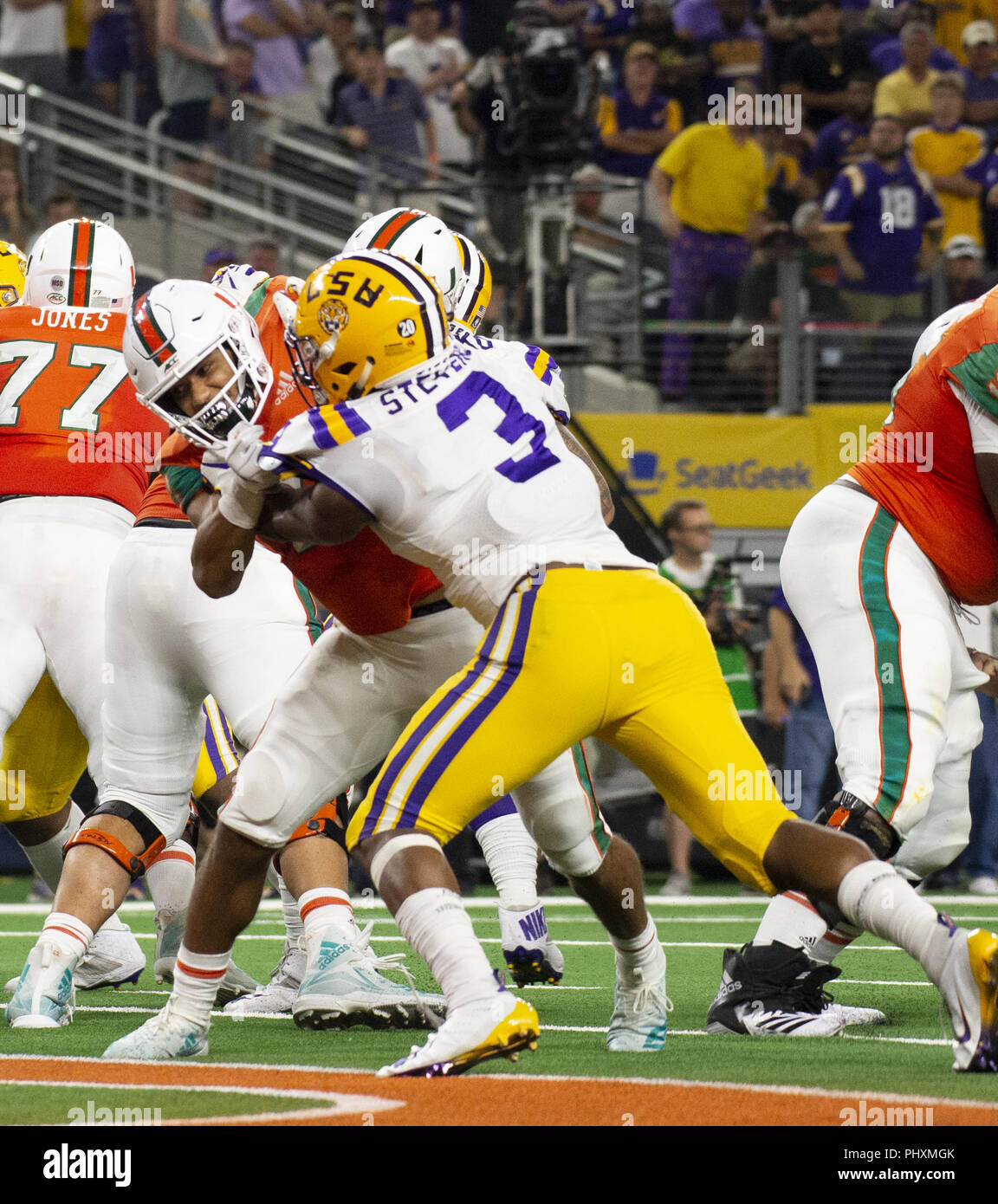 Arlington, TEXAS, USA. 2nd Sep, 2018. LSU Safety #3 ''JACOBY STEVENS ...