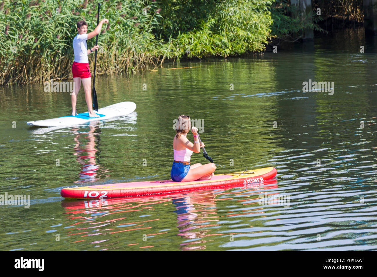 Girls on paddle boards hi-res stock photography and images - Alamy