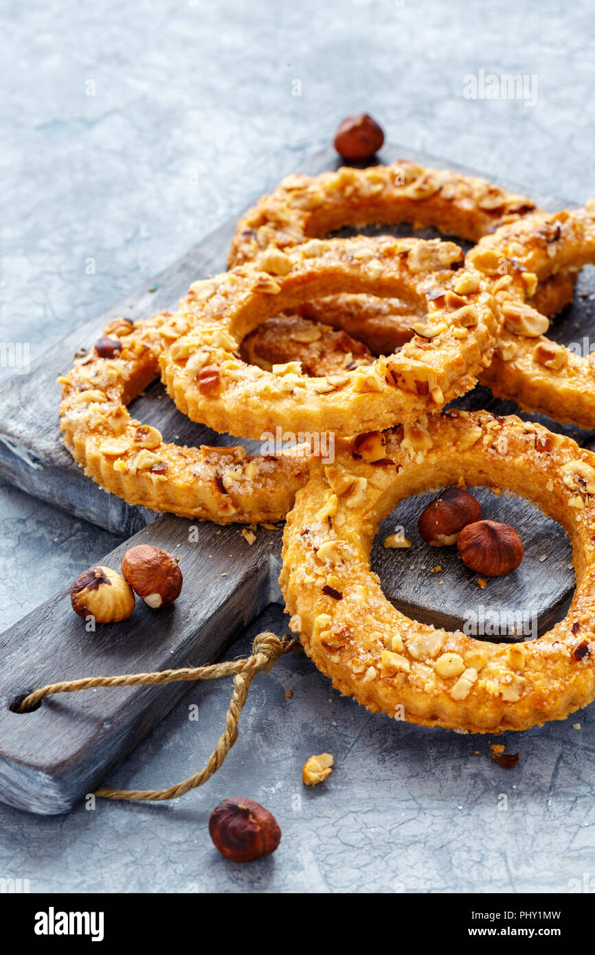 Homemade shortbread rings sprinkled with nuts Stock Photo - Alamy