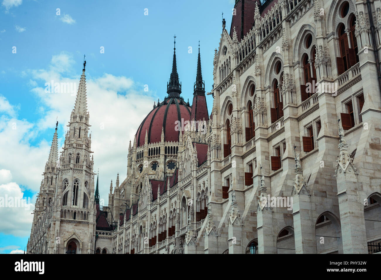 The facade of the parliament building in budapest hi-res stock ...