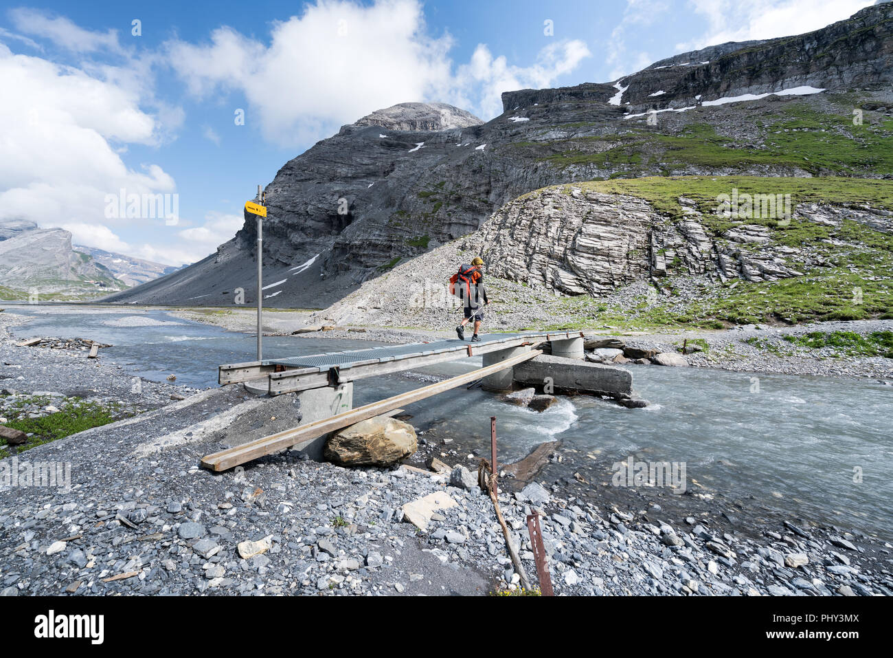 Hiking towards the Gemmi pass, Leukerbad, Switzerland, Europe Stock ...
