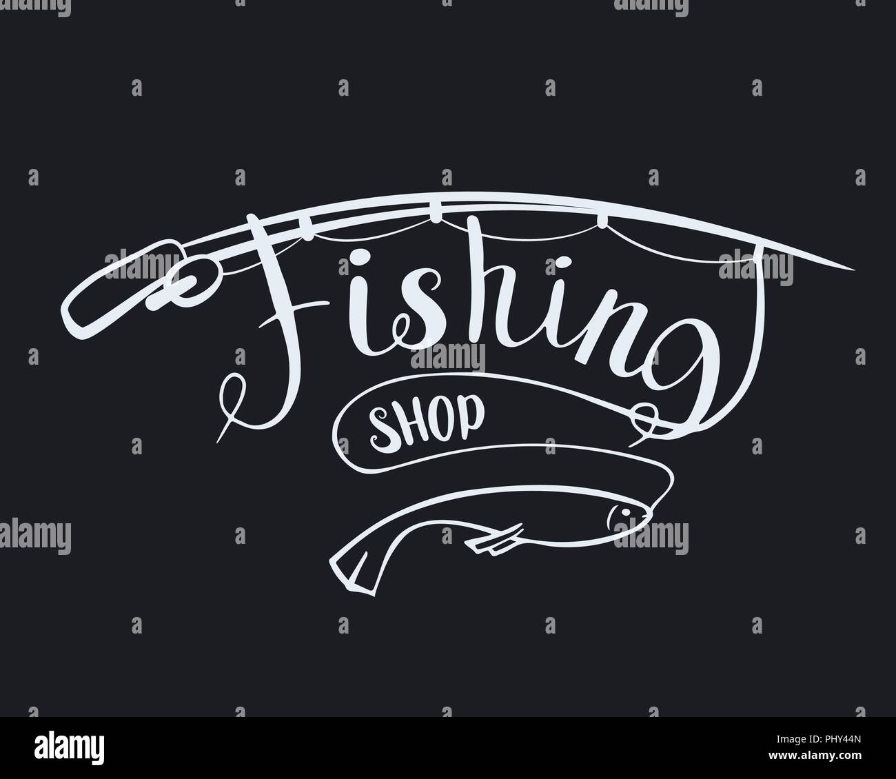 Fishing shop. Lettering text. Vector illustration Angling Stock Vector ...