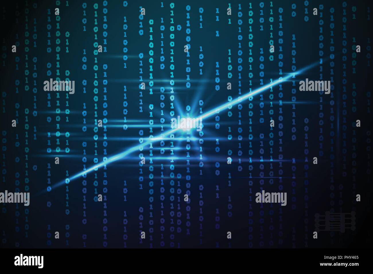 Abstract bluematrix background. Glowing Vector illustration. Virtual ...