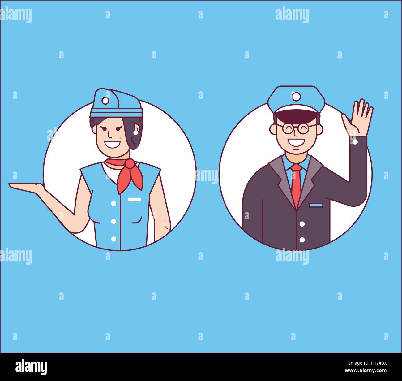 Pilot or Steward and Stewardess Icons Stock Vector Image & Art - Alamy