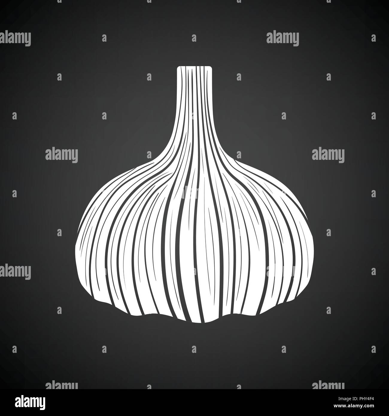 Garlic icon. Black background with white. Vector illustration Stock ...