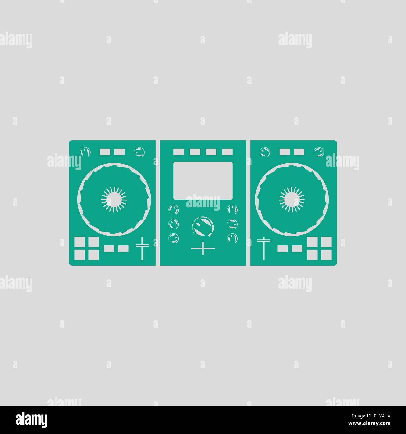 DJ icon. Gray background with green. Vector illustration Stock Vector ...
