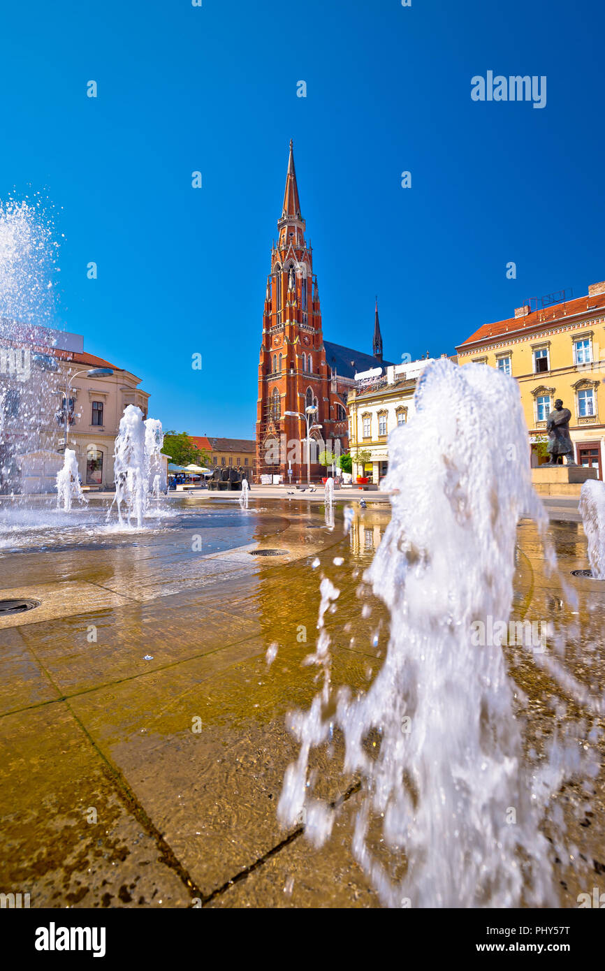 Osijek main square and cathedral view, Slavonija region of Croatia ...