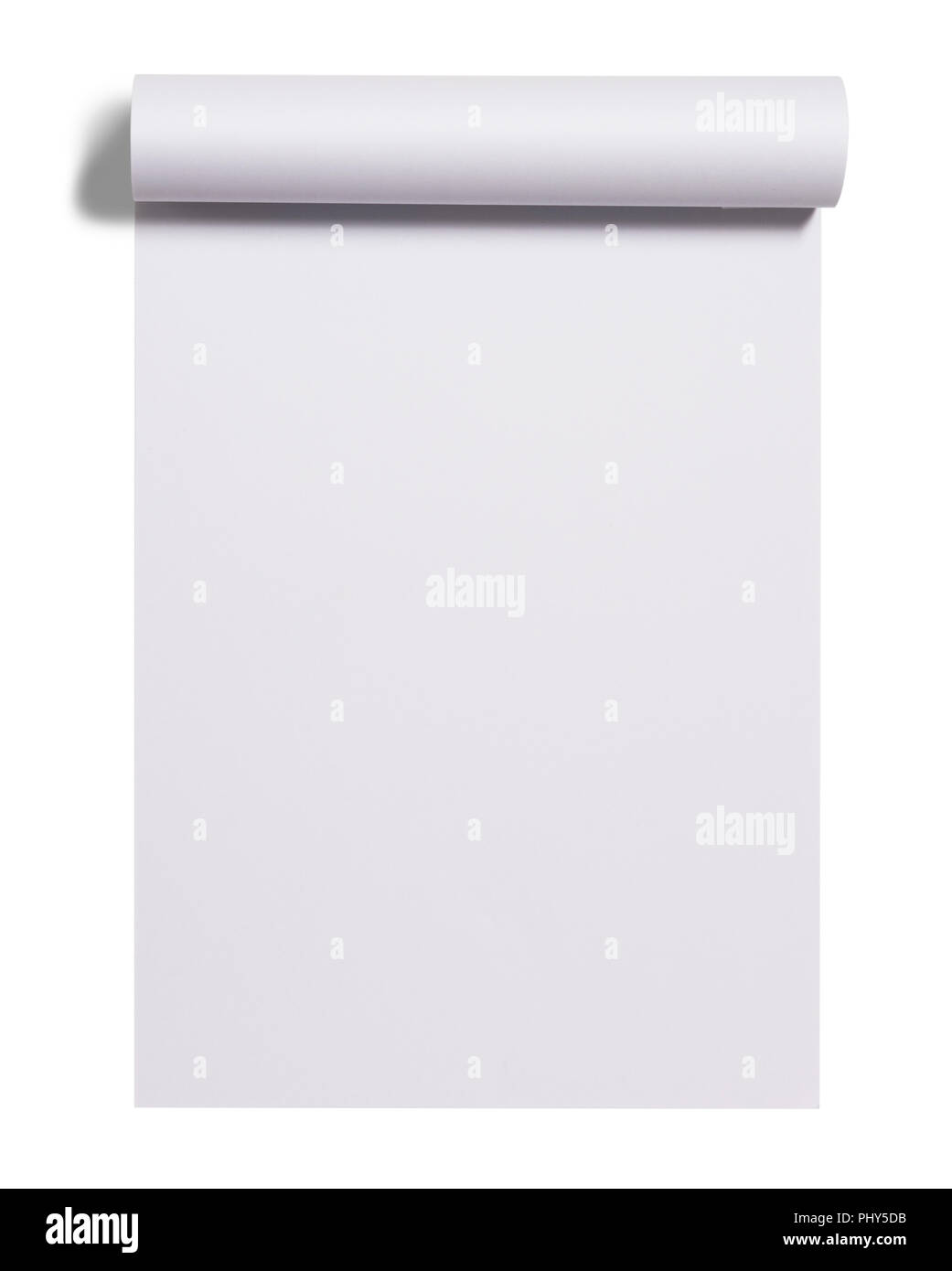 Scroll of white paper sheet isolated over white background Stock Photo ...