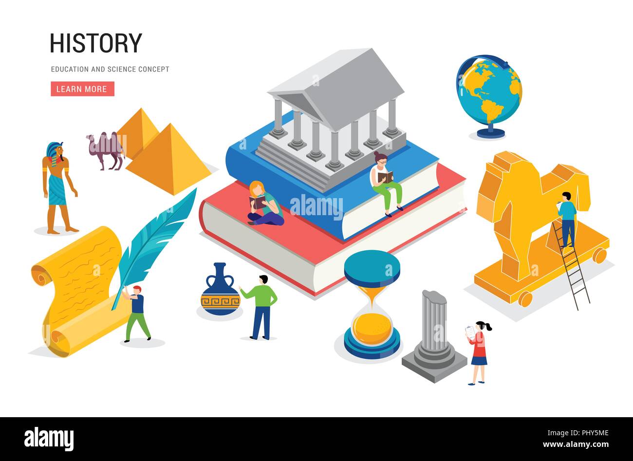 History class, school, college lesson. Vector isometric concept design ...
